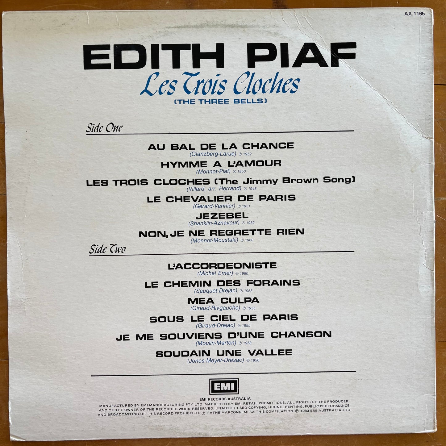 Edith Piaf - Les Trois Cloches – Suffragette Records